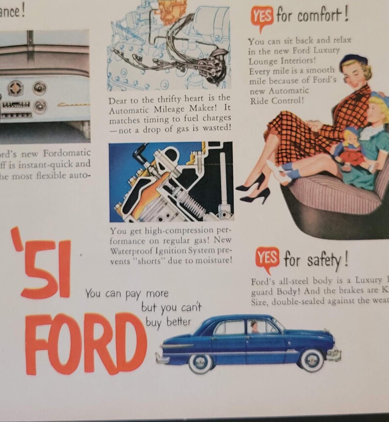 1951 Ford Car Ad From Time Magazine - Etsy