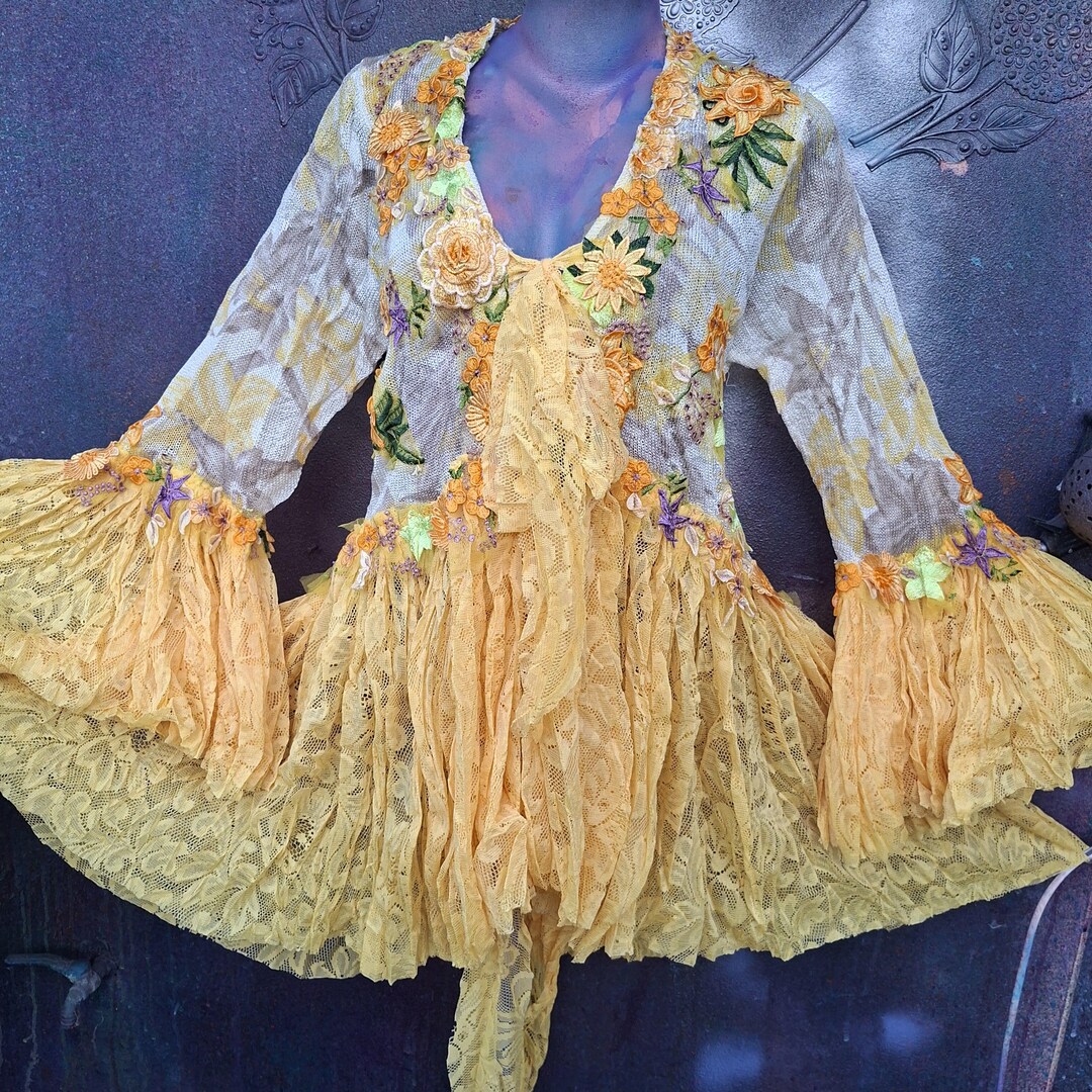 Bohemian Duster Gypsy Hippy Fantasy Lace Tattered OOAK Gothic Boho ...