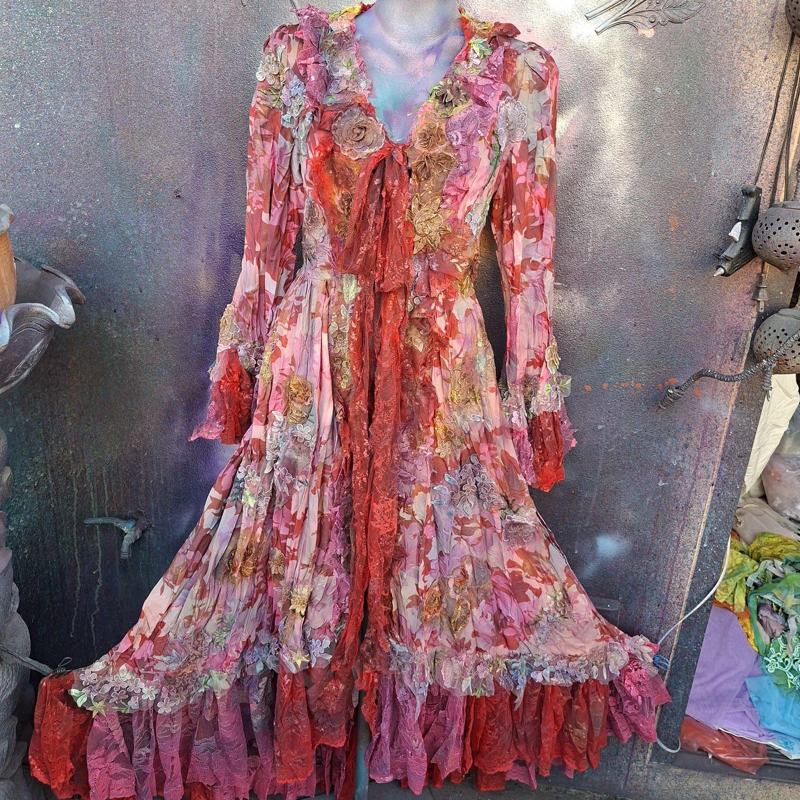 Bohemian Tattered Lace Garden Wedding Gypsy Festival Duster Shabby ...