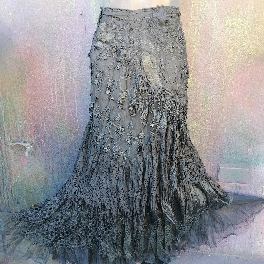 Bohemian Black Goth Bridal Dance Formal Velvet Shabby Lace Bridal ...