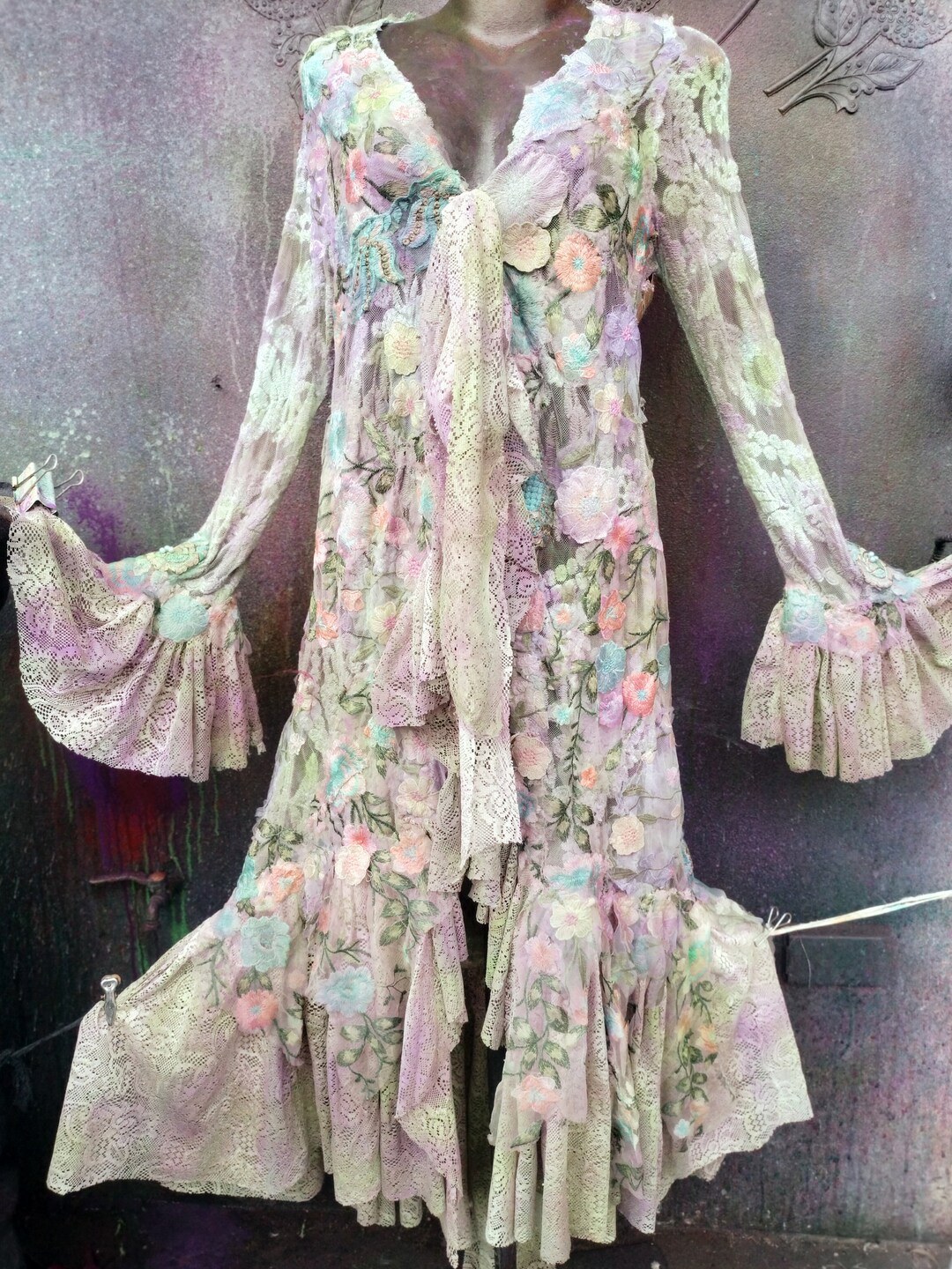 Bohemian Duster Gypsy Hippy Fantasy Lace Tattered OOAK Gothic Boho ...