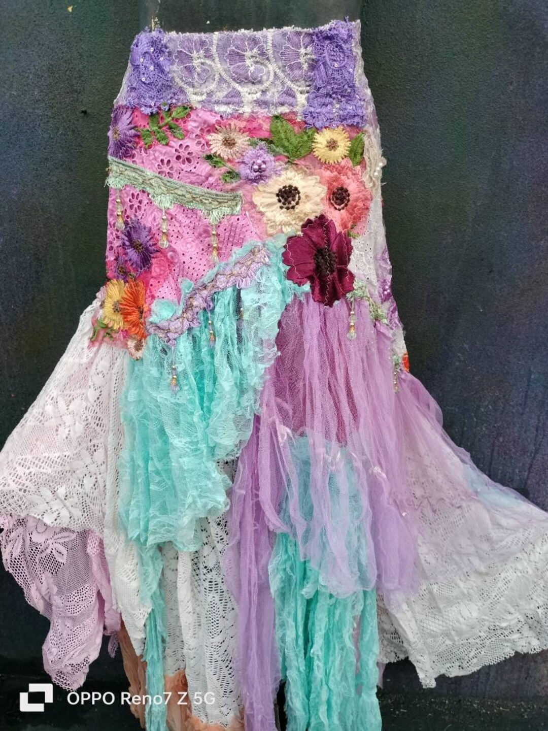 RESERVED Bridal Formal Boho Wedding Lace Bridal Tattered Festival Skirt ...