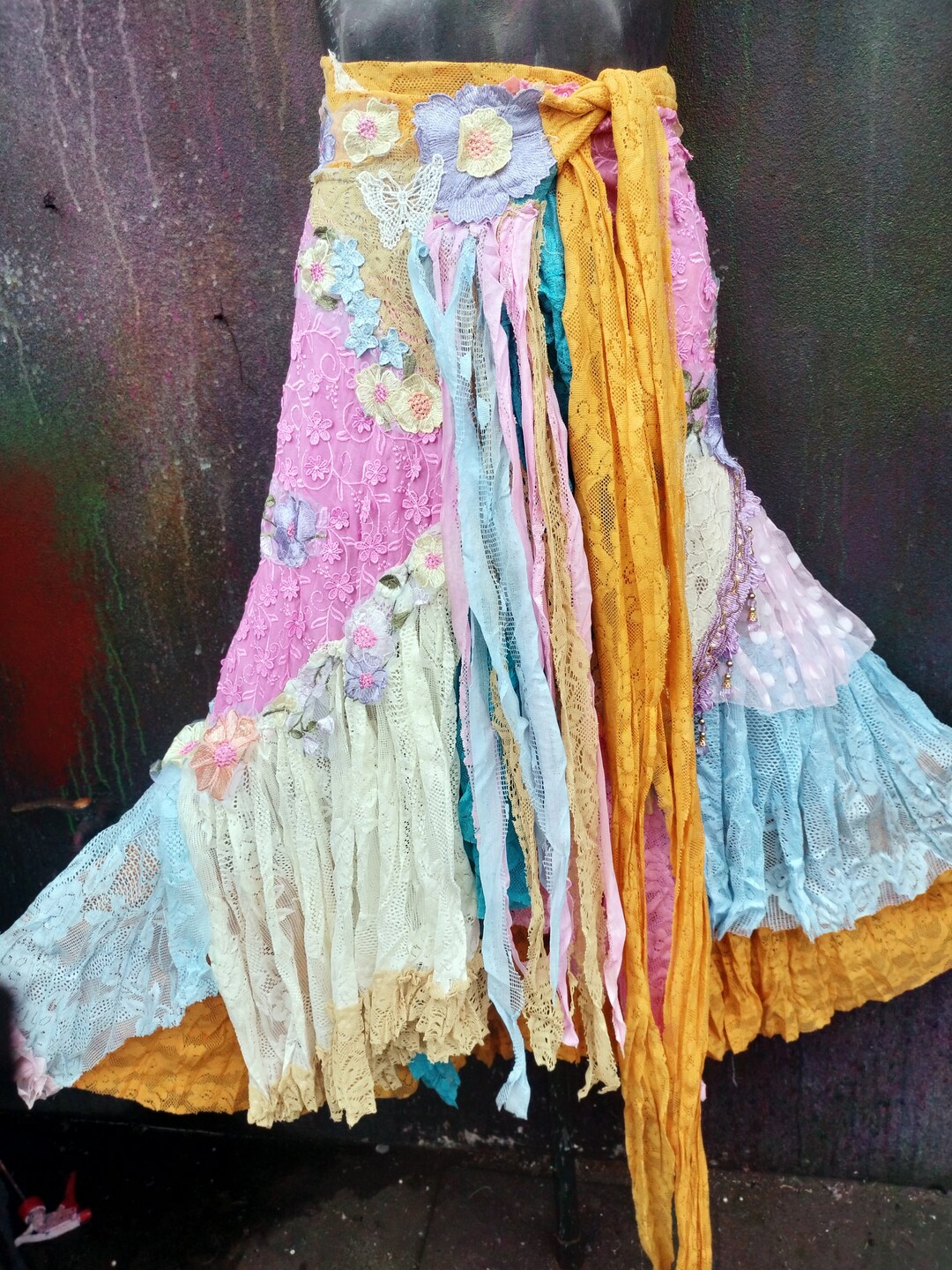 Boho Wedding Gypsy Tattered Garden Festival Skirt Prom Formal Mori Girl ...