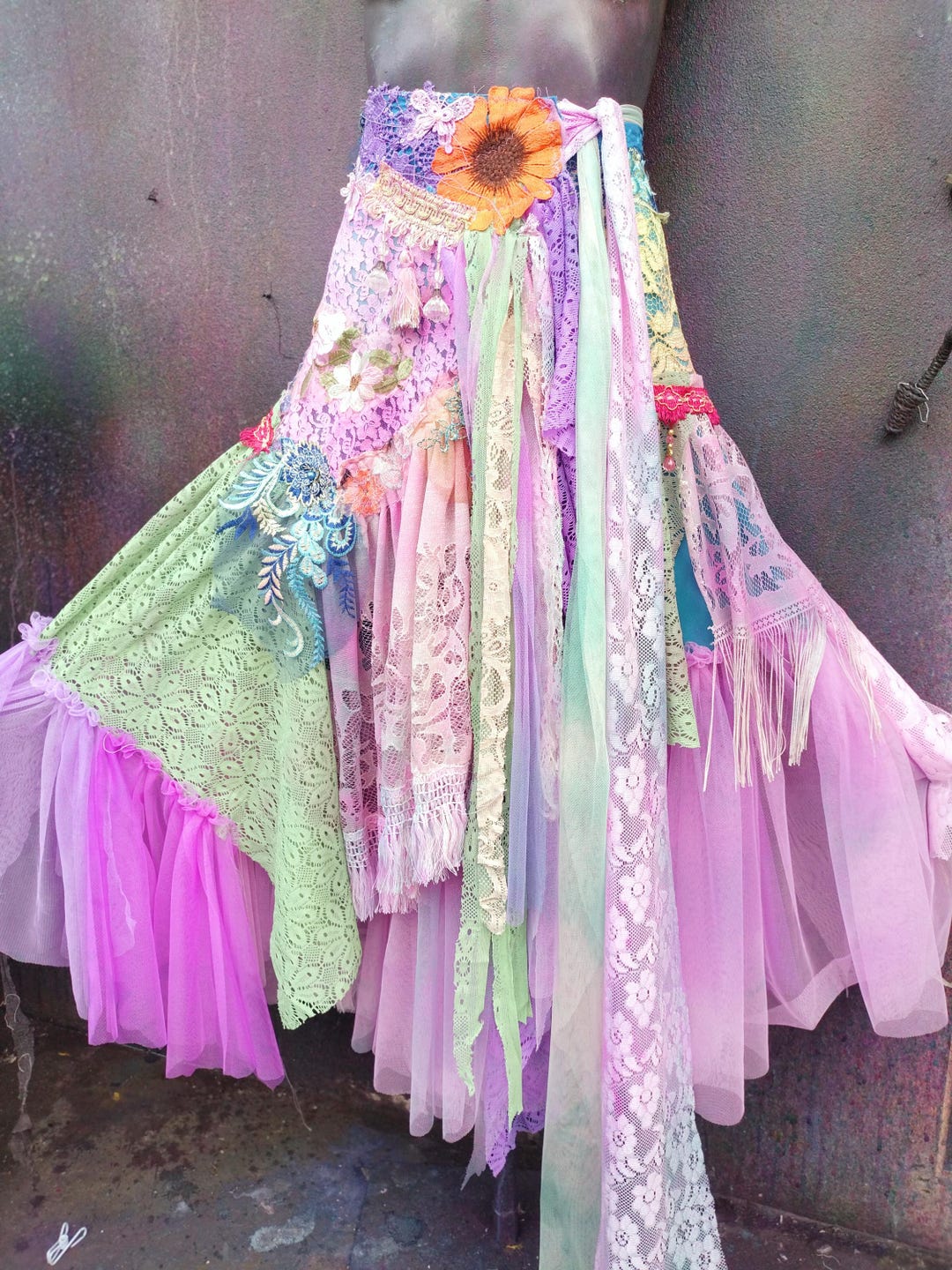 Hippy Fairy Bohemian Festival Gypsy Boho Angel Fairy Skirt Shabby Party ...