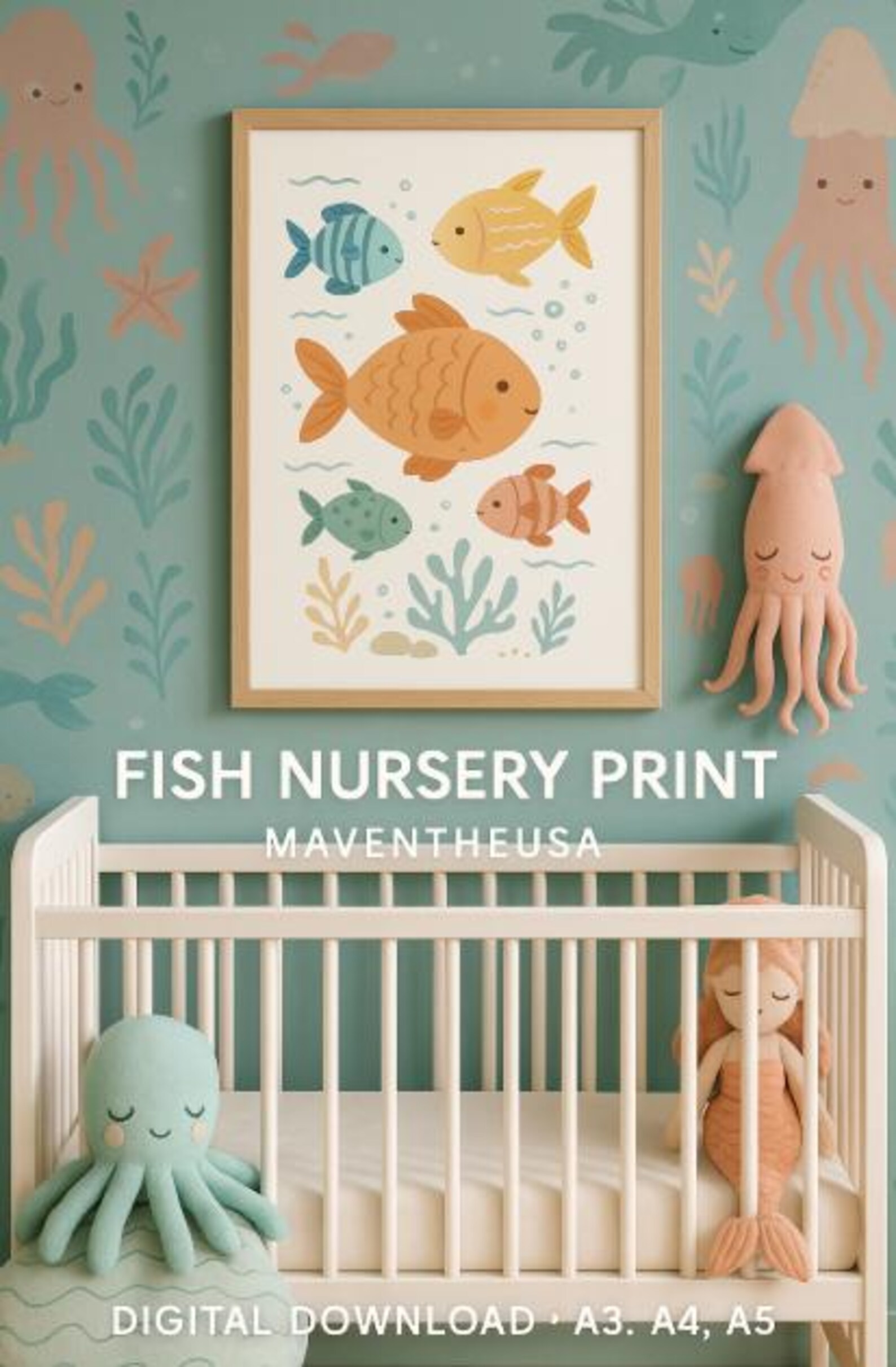 Under the Sea Fish Nursery Wall Art - Digital Download Ocean Baby Room ...