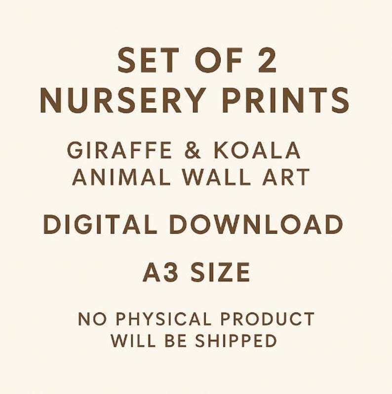Safari Animal Nursery Wall Art Set|giraffe & Koala Prints|a3 Size ...