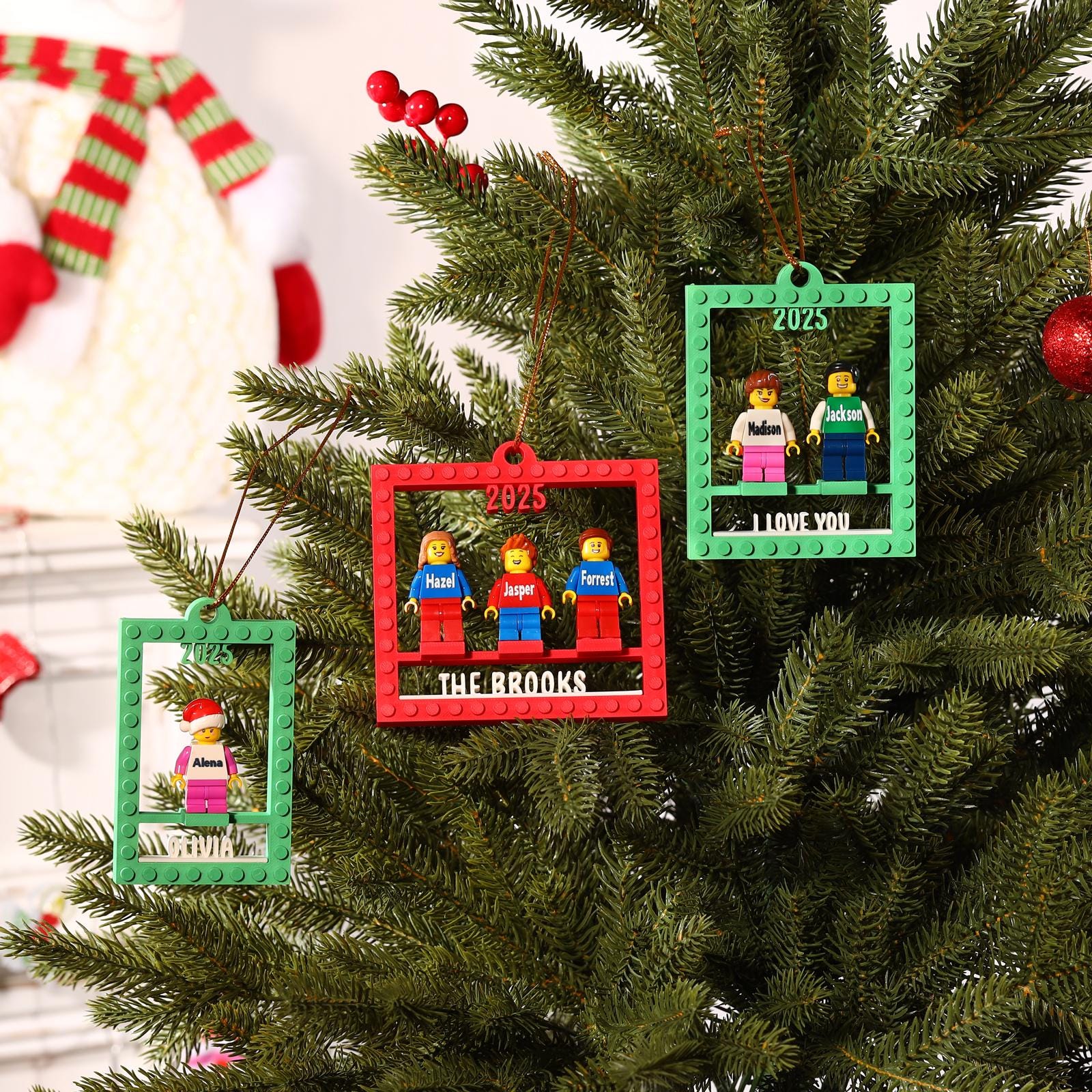 Personalized Minifigure Family Name Ornament, Kids & Parents Gift ...