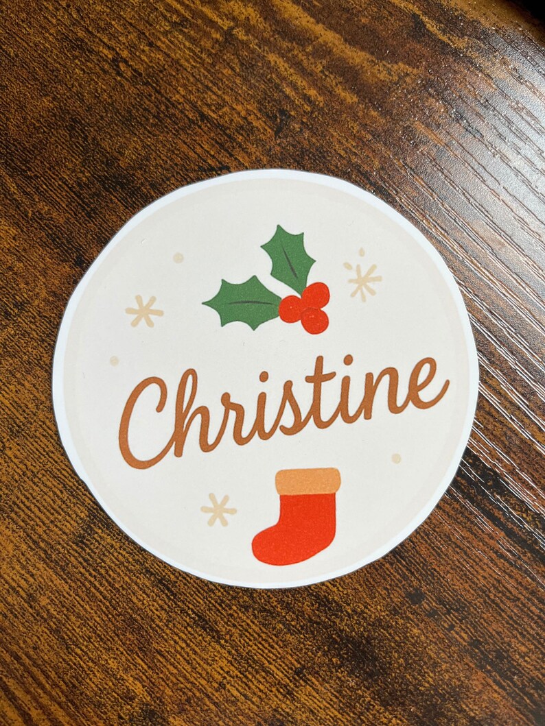 Personalized Christmas Stickers, Name Gift Stickers, Shiny or ...