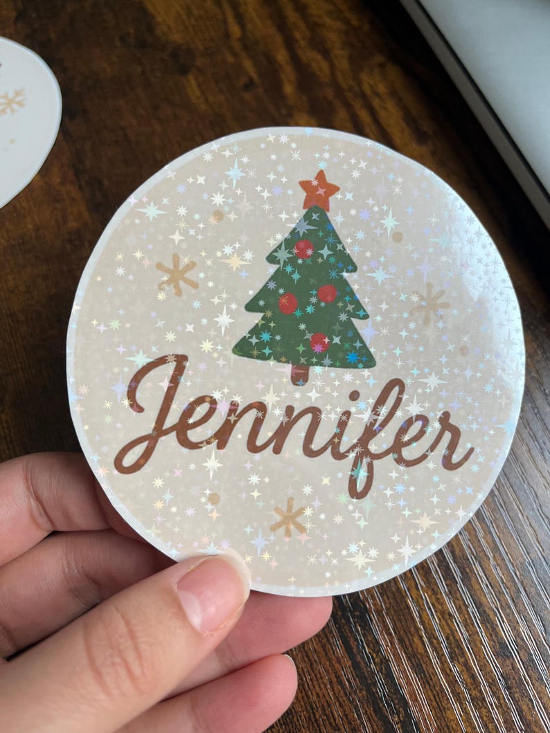 Personalized Christmas Stickers, Name Gift Stickers, Shiny or ...