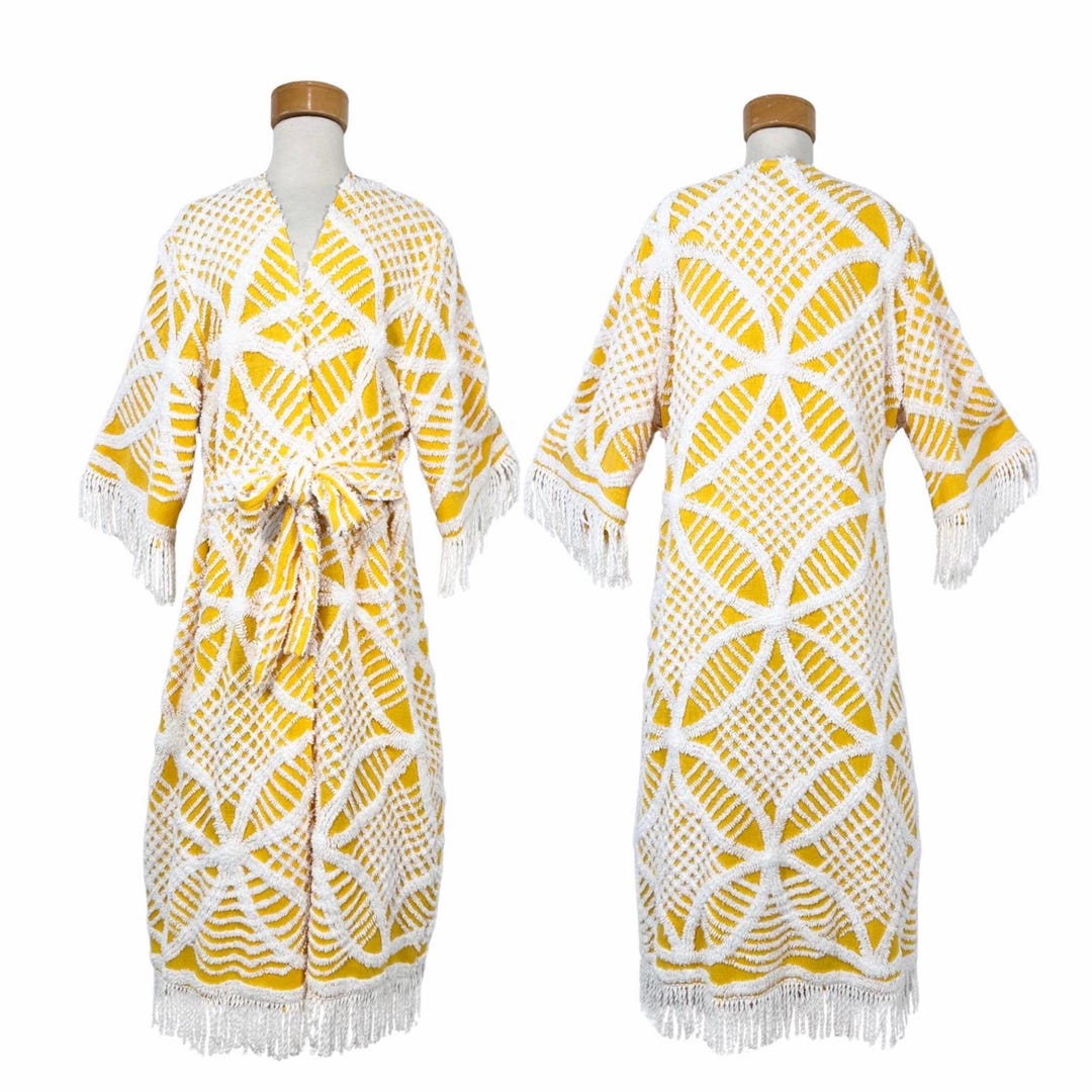 Cotton Vintage Style 1950s Chenille Robe Handmade Gift for Women Cotton ...