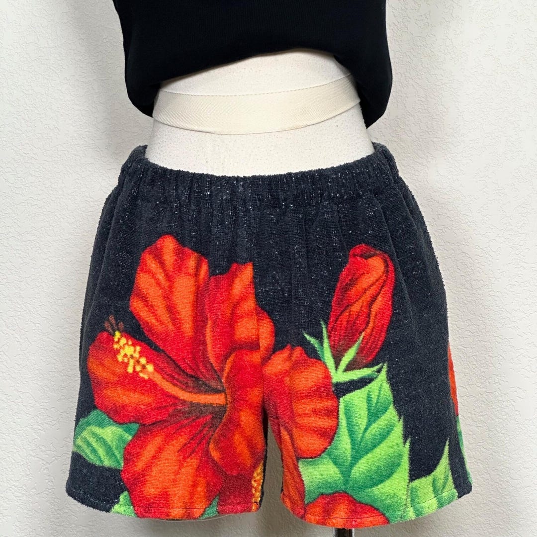 Handmade Vintage Towel Shorts Upcycled Beach Wear Festival Swimsuit ...