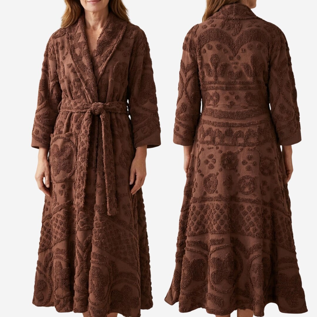 Chenille Robe Handmade Chocolate Brown Bathrobe Womens Heirloom ...