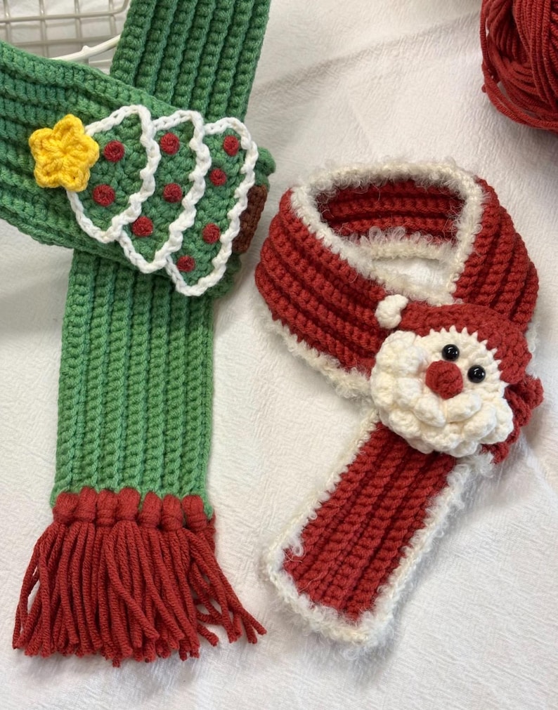 Handmade Christmas Crochet Dogs Cats Collar, Pet Party Costume, Dogs ...