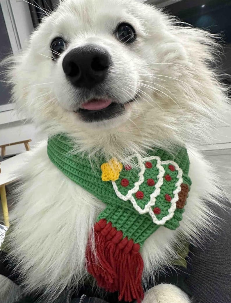 Handmade Christmas Crochet Dogs Cats Collar, Pet Party Costume, Dogs ...