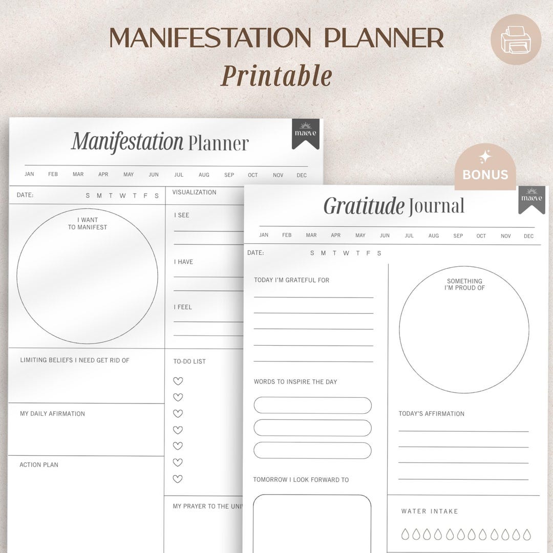 Printable Manifestation Planner, Manifest Diary, Manifesting Journal ...
