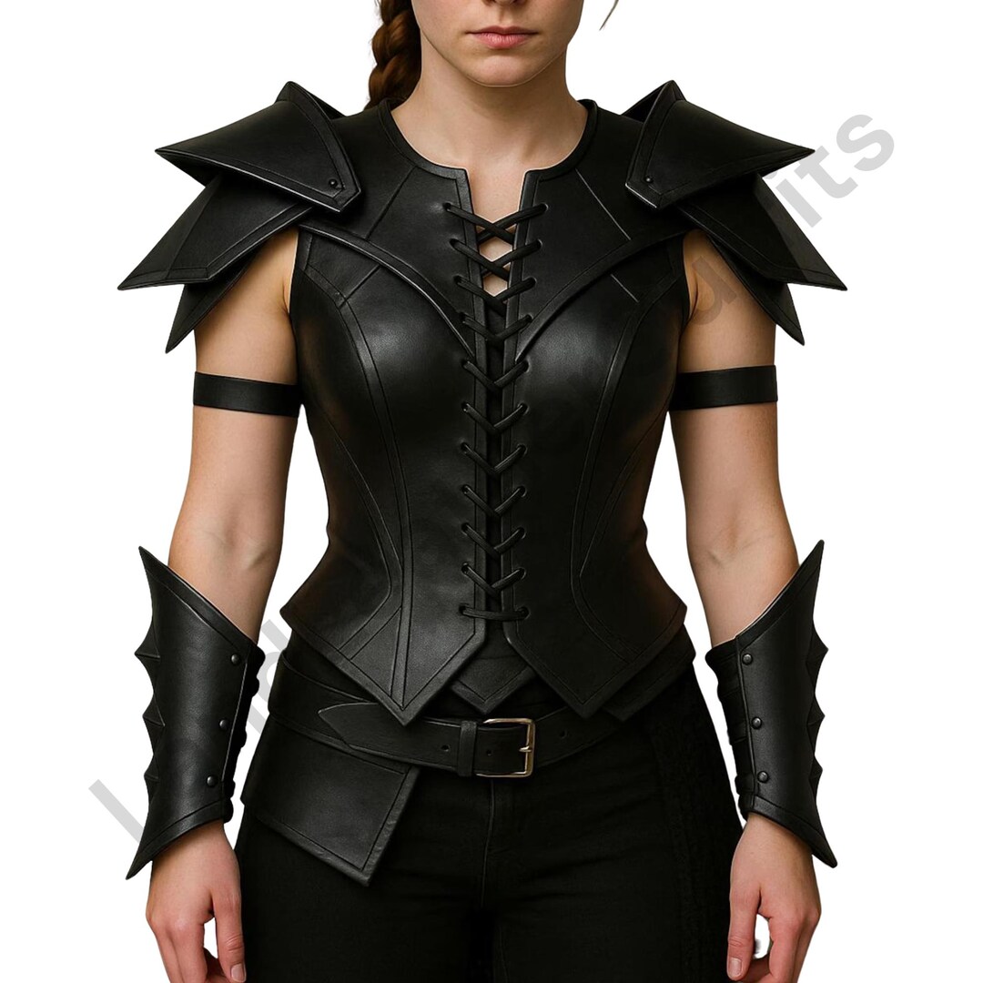 Faux Leather Warrior Armor Corset | Gothic Shoulder Armor Set - Etsy