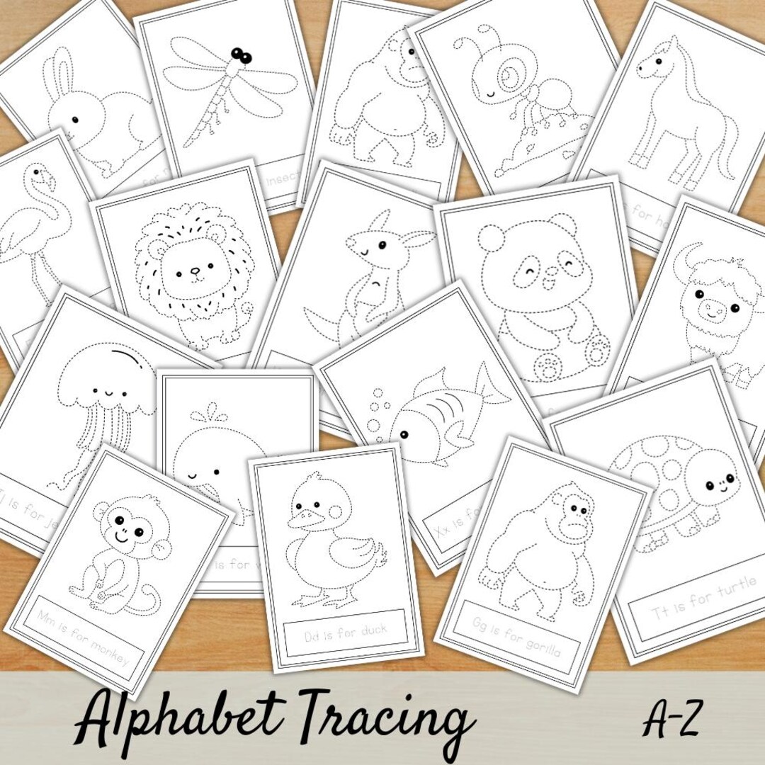 Animal Alphabet Tracing Worksheets: A-Z Printable Activity Book (PDF ...