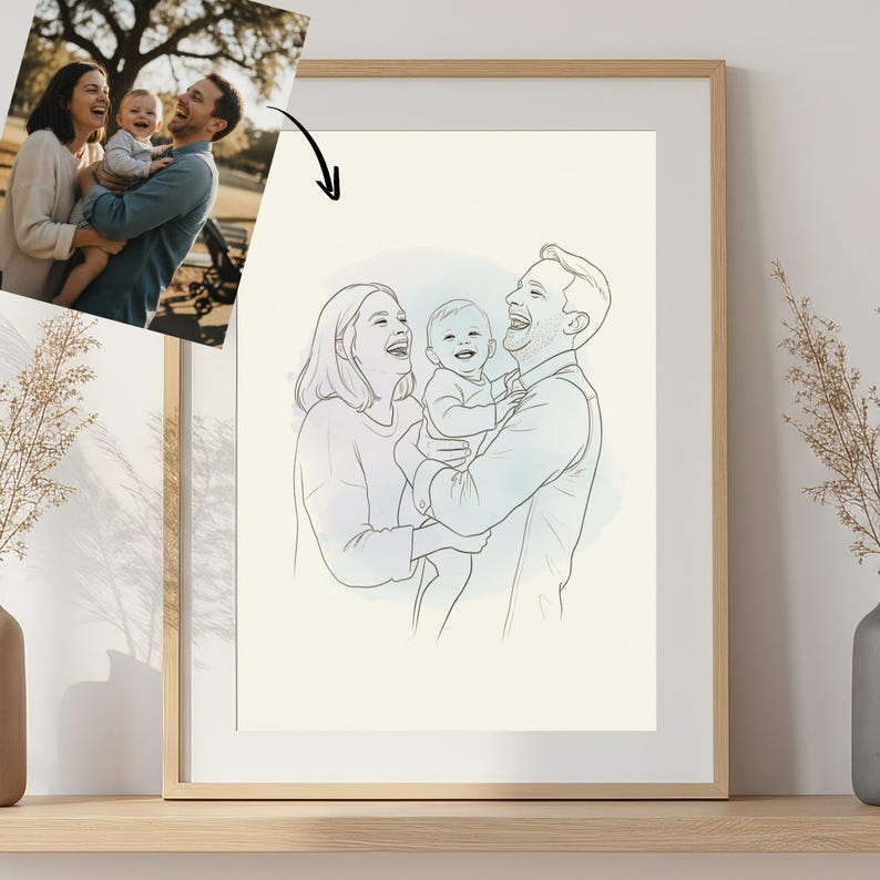 Custom Line Portrait From Photo, Minimalist Couple Drawing ...