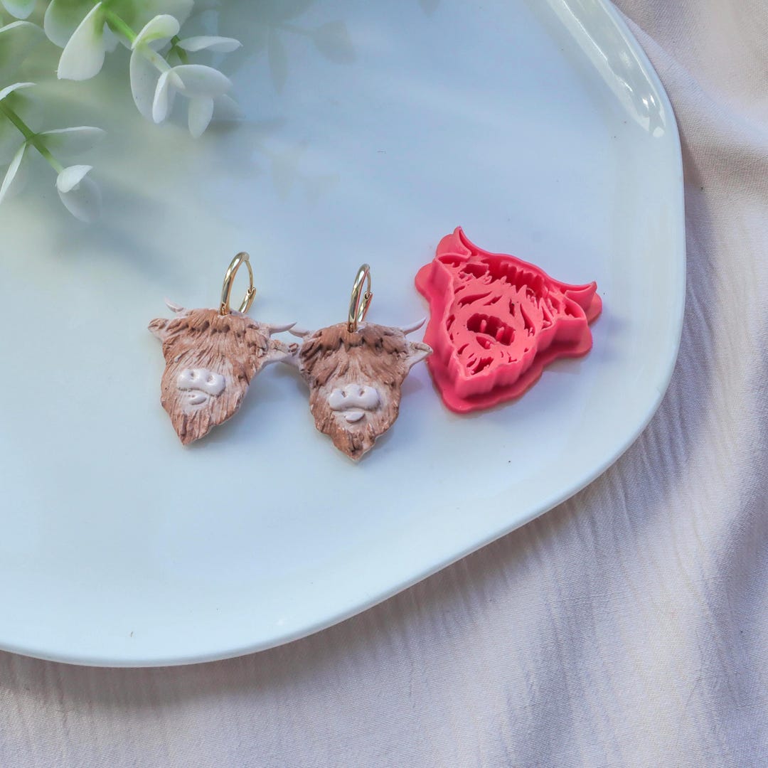 Highland Cow Clay Cutter – 3D Printed Polymer Clay Earring Tool – Farm ...