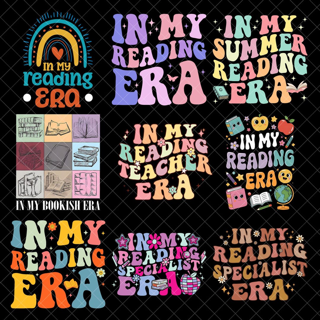 In My Reading Era Png Bundle, in My Reading Era PNG, Reading Png, Book ...