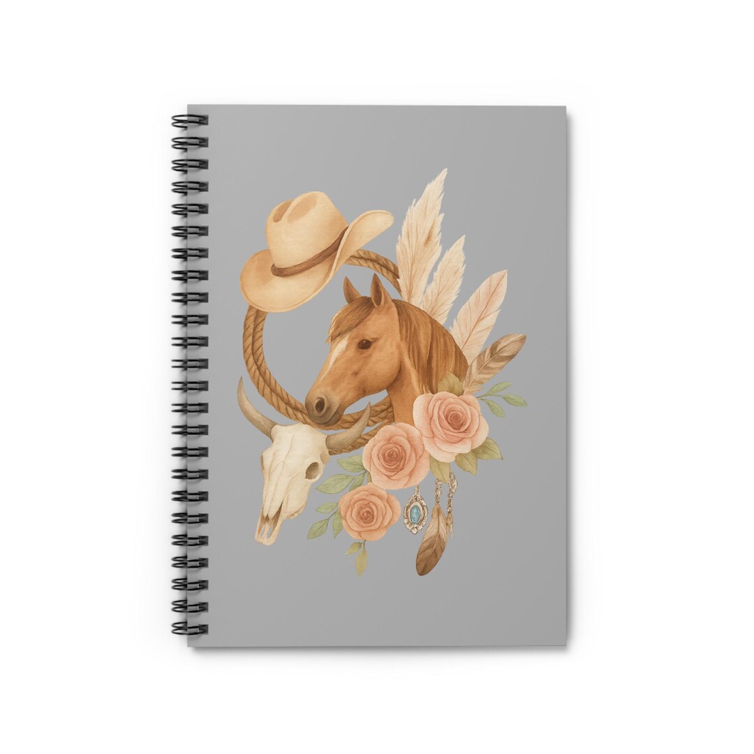 Cowgirl Spirit Spiral Notebook - Boho Floral, Horse Lover Gift, Writing ...