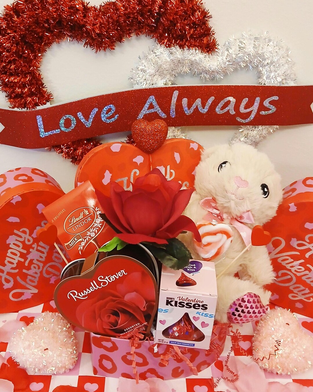 Valentine's Day Gift Basket Teddy Bear Heart Russell Stover Chocolate ...