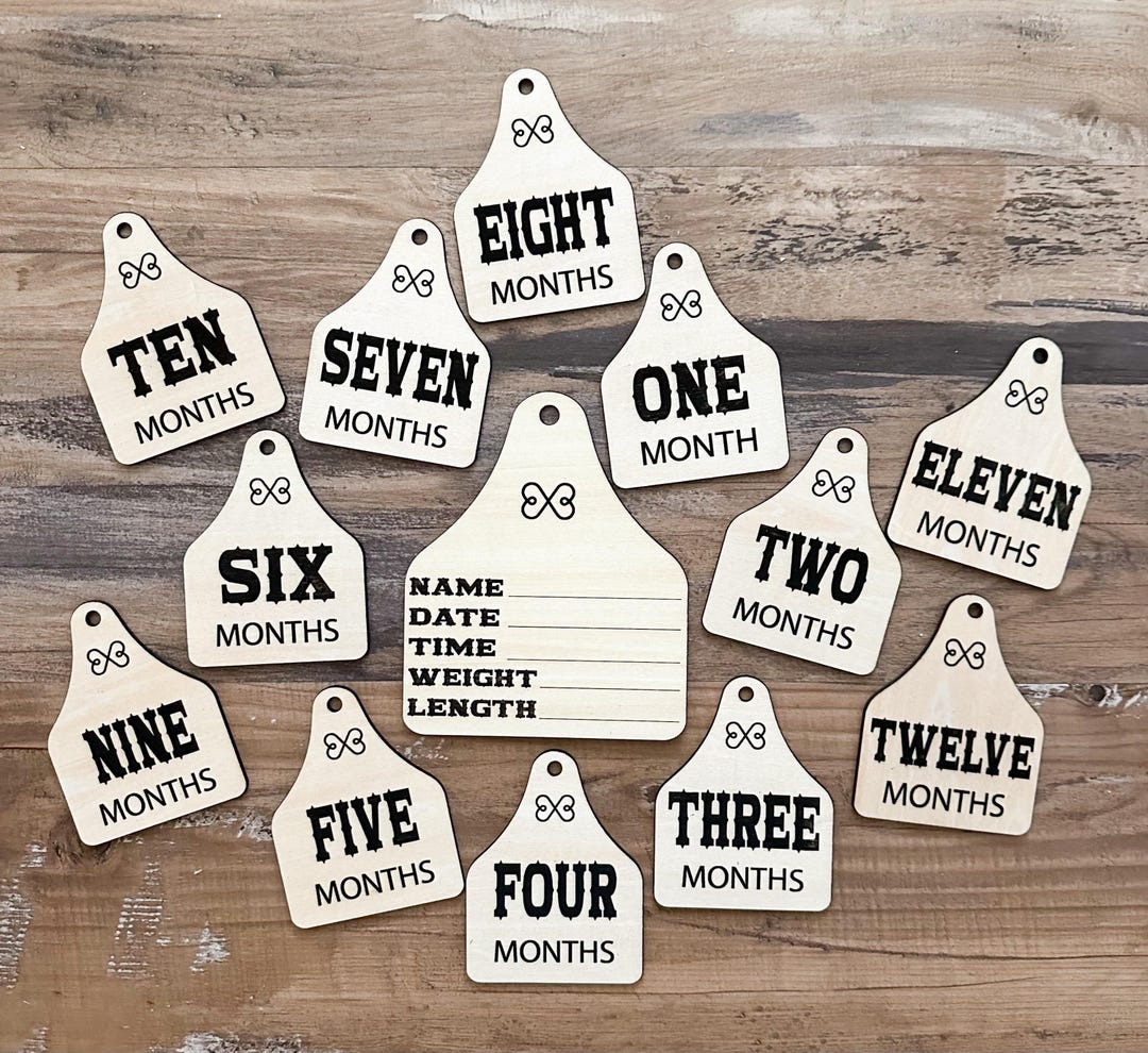 Western Baby Milestone Wooden Ear Tag Set - Etsy