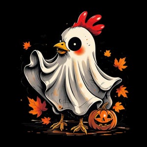 Ghost Chicken PNG: Funny Halloween Clipart, Farmhouse Fall Design ...