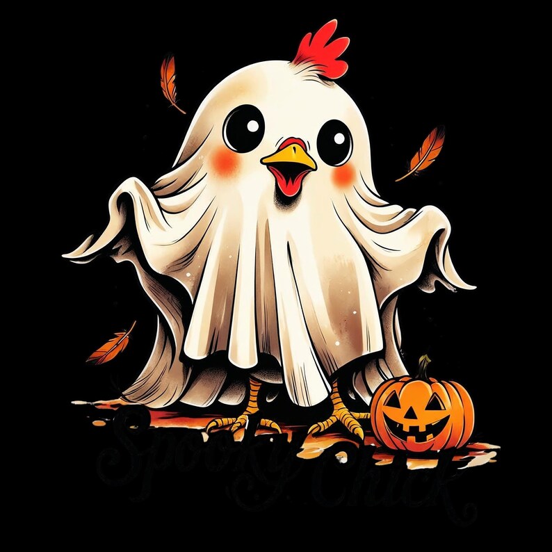 Spooky Chick Ghost PNG: Halloween Farmhouse Clipart (digital Download ...
