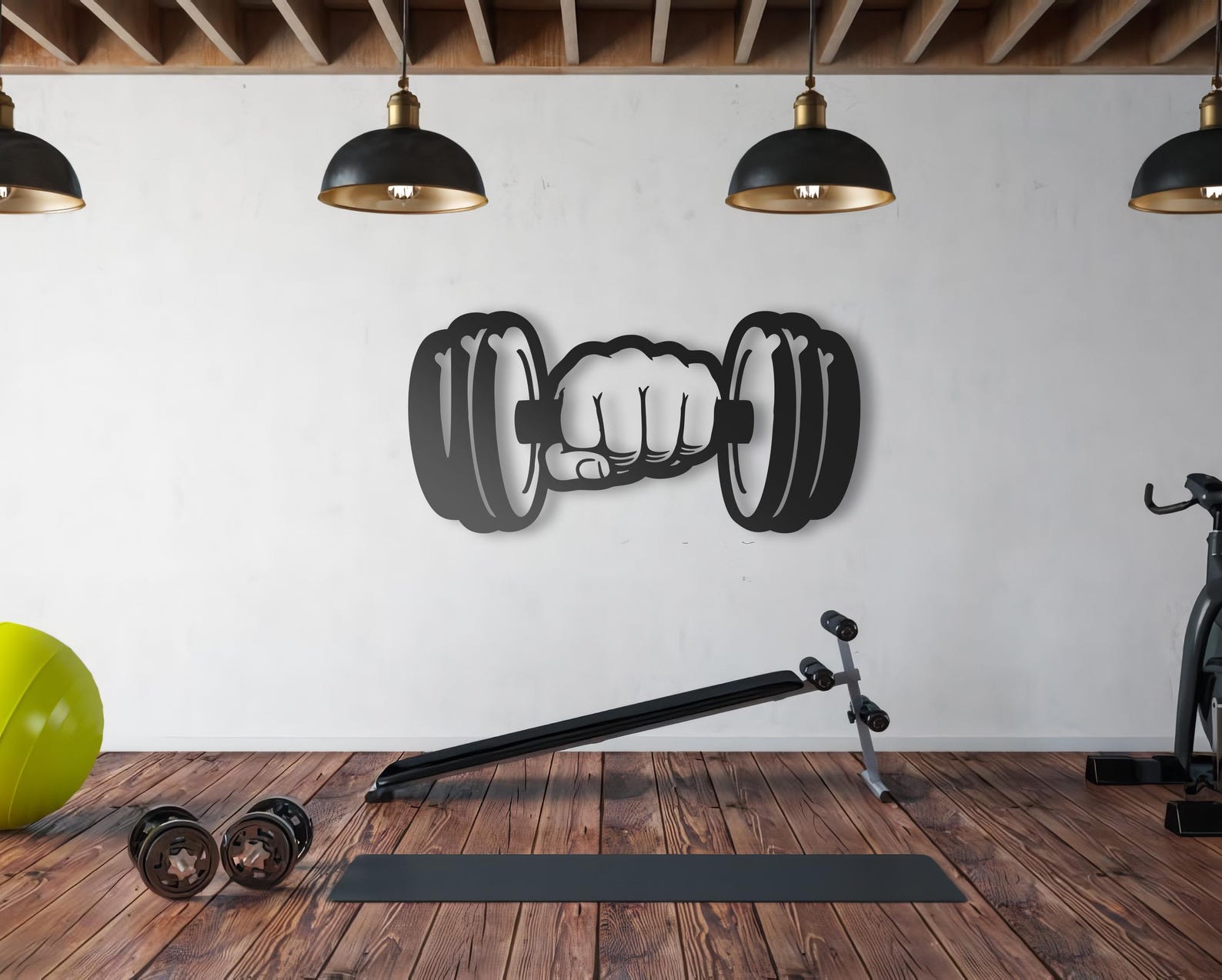 Dumbbell Metal Wall Art: Matte Black Gym Decor, Fitness Gift - Etsy