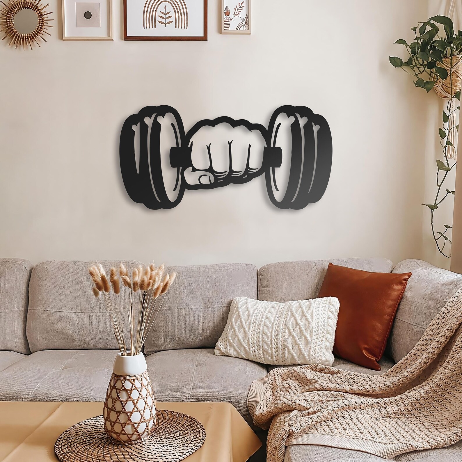 Dumbbell Metal Wall Art: Matte Black Gym Decor, Fitness Gift - Etsy