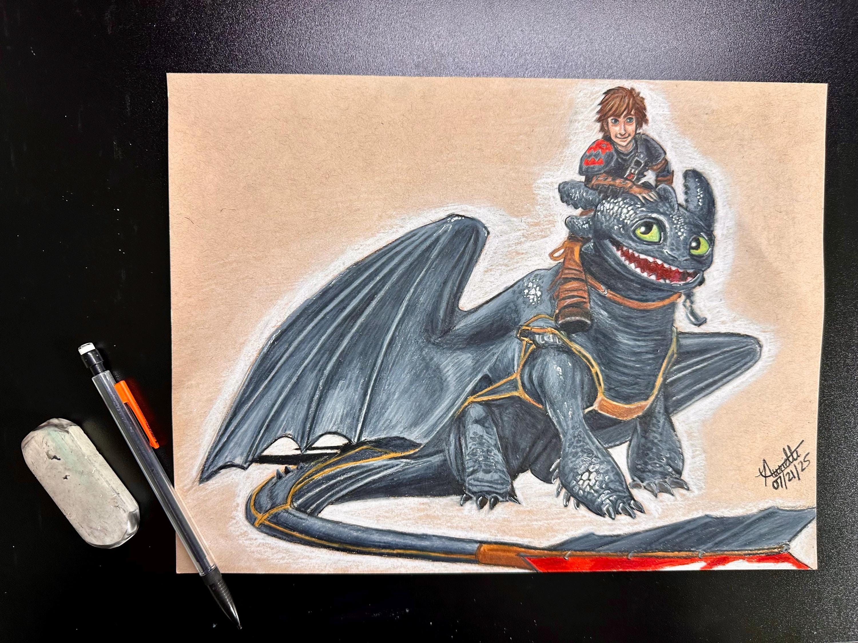 Handmade Drawing/illustration of Toothless and Hiccup/how to Train Your ...