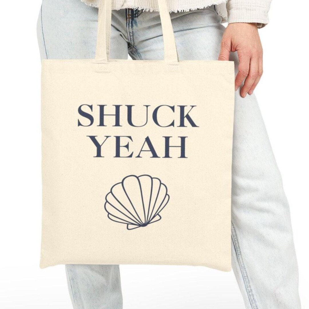 Shuck Yeah Cotton Canvas Tote Bag: Eco-friendly Beach Grocery Bag - Etsy