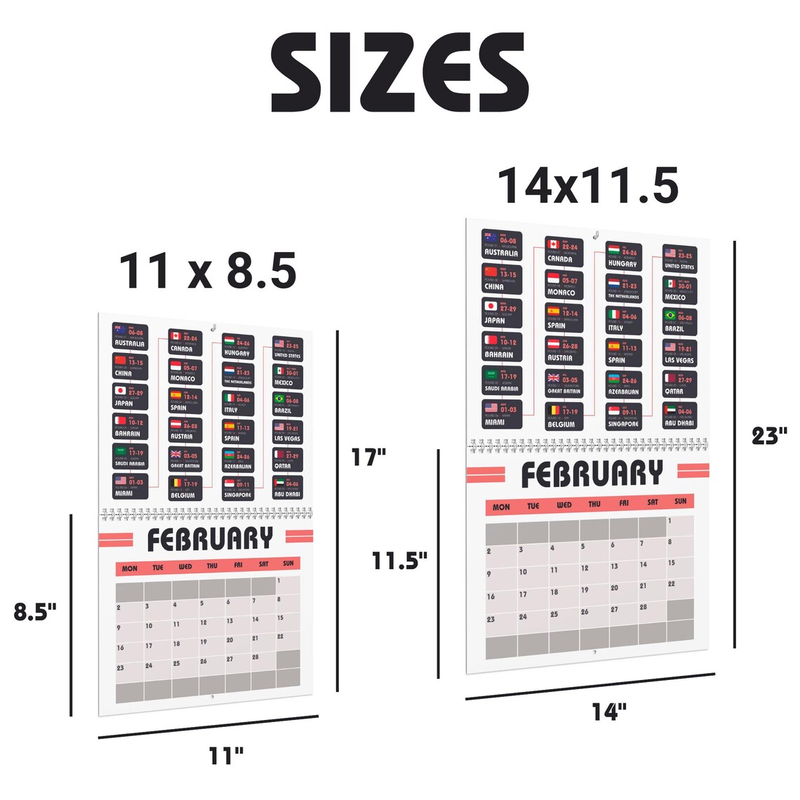 F1 Wall Calendar 2026 Racing Schedule Calendar, Formula One Grand Prix ...