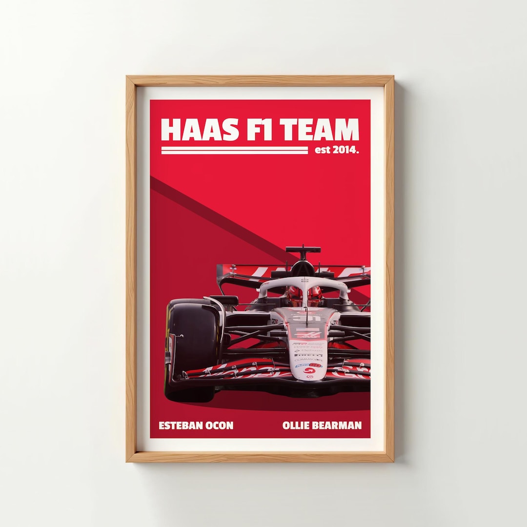 Haas F1 Poster, Modern Ollie Bearman Print, Abstract Esteban Ocon Wall ...