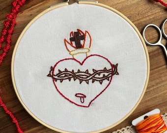 Sacred Heart of Jesus Embroidery Kit - Etsy