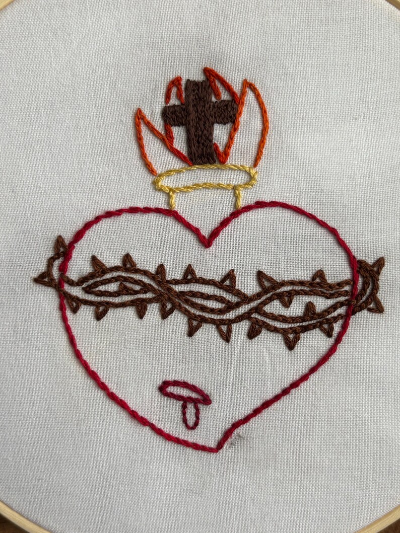 Sacred Heart of Jesus Embroidery Digital Guide | Beginner Catholic Hand ...