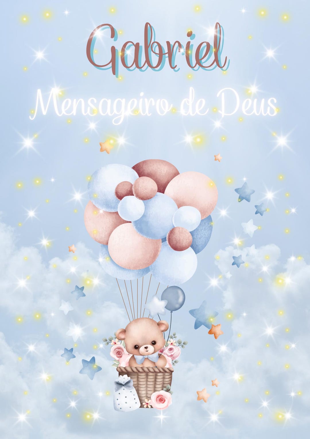 Gabriel – Name With Meaning | Personalized Digital Frame in Watercolor ...