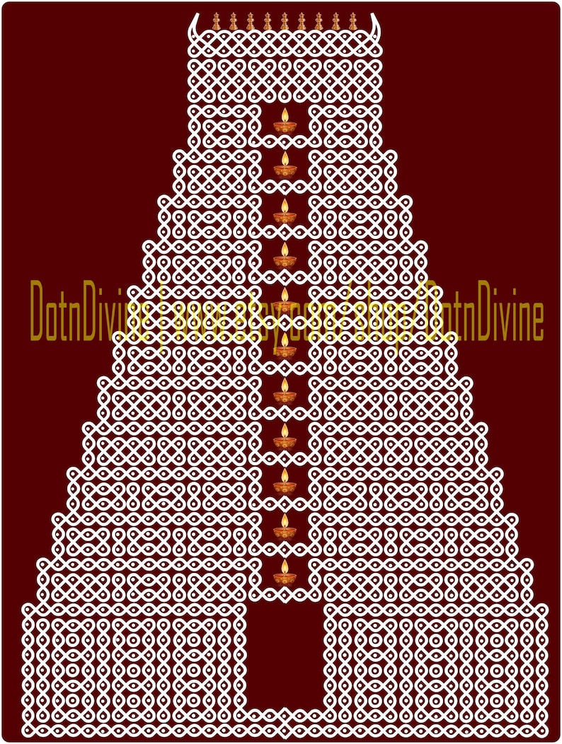 Temple Kolam SVG: South Indian Gopuram Mandala Art (digital Download ...