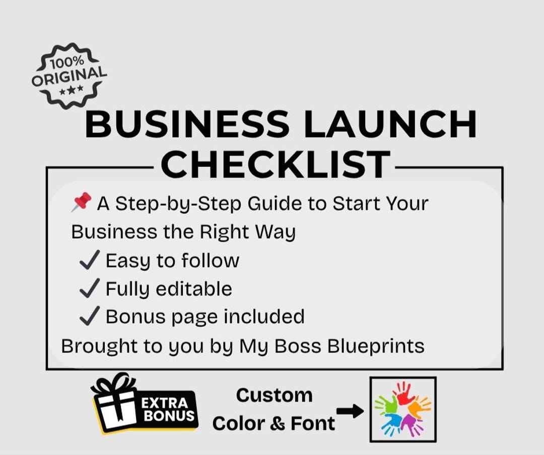 Business Launch Checklist | Small Business Startup Planner | Printable ...