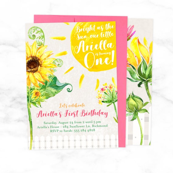 Sunflower Birthday Party Invitation - Etsy
