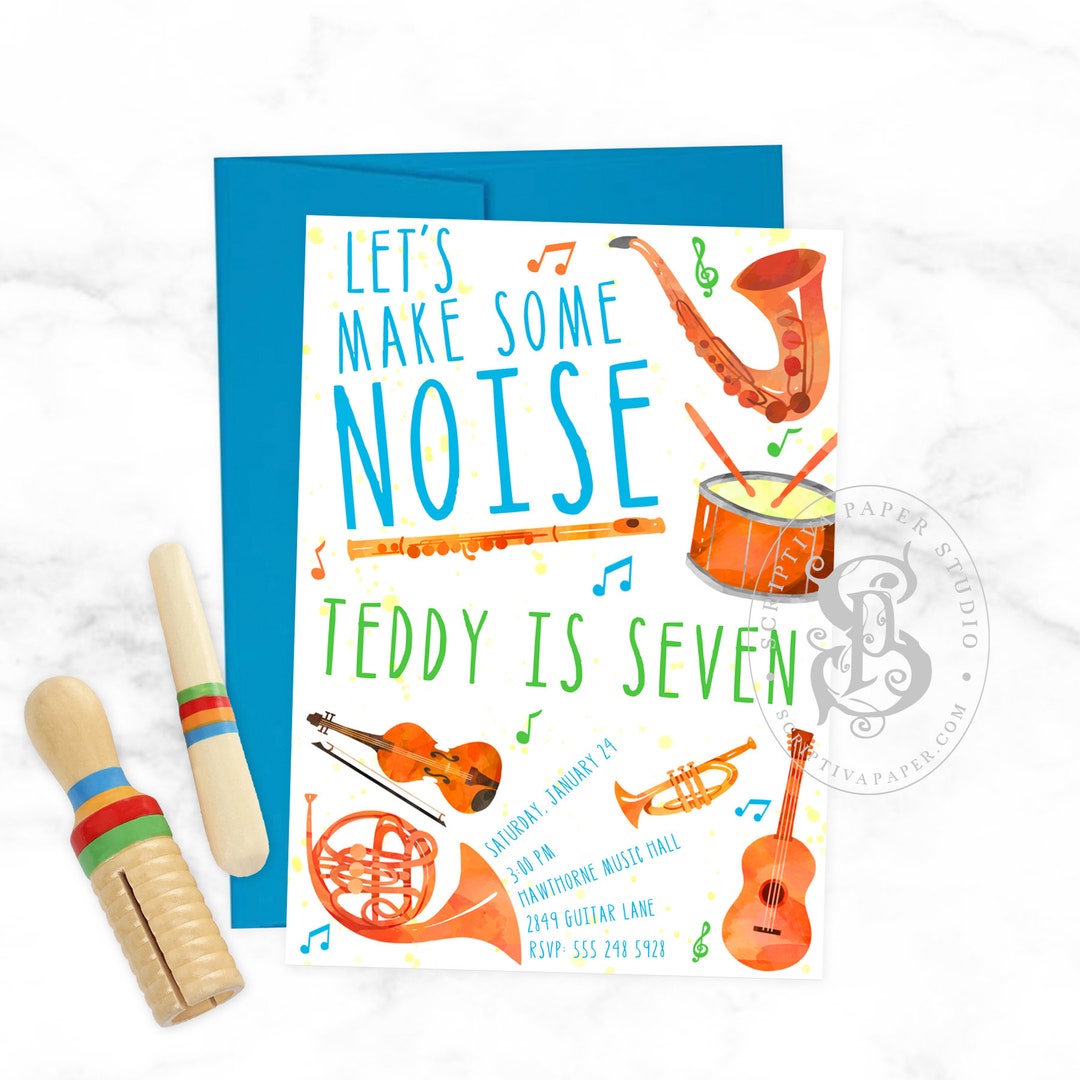 Colorful Music Birthday Party Invitations for Kids - Etsy