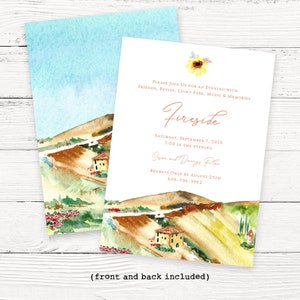 Tuscany Wine Dinner Invitation - Watercolor Italy Vineyard Landscape ...