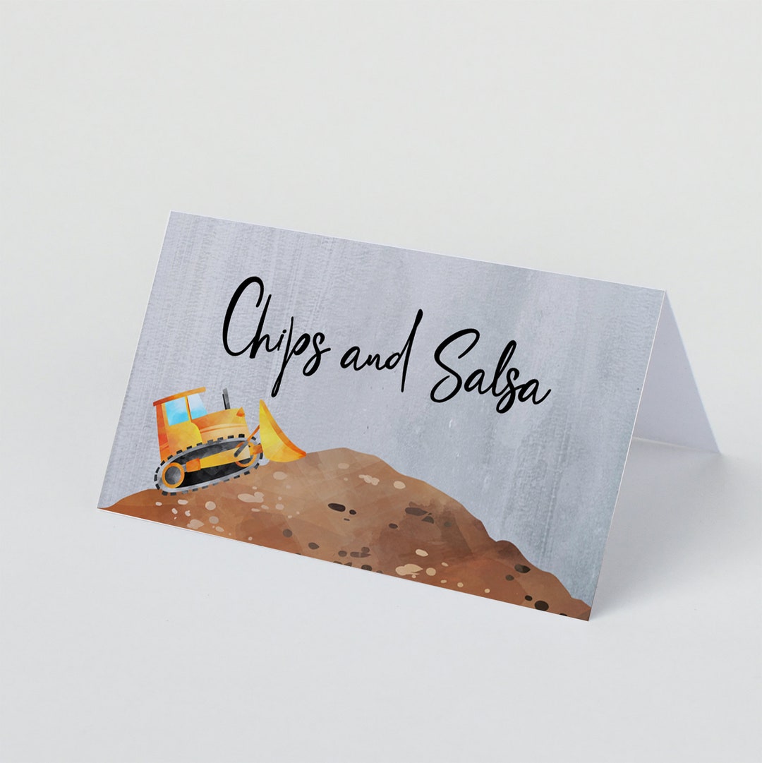 Construction Place Cards and Menu Label Tent Cards | Set of 4 ...