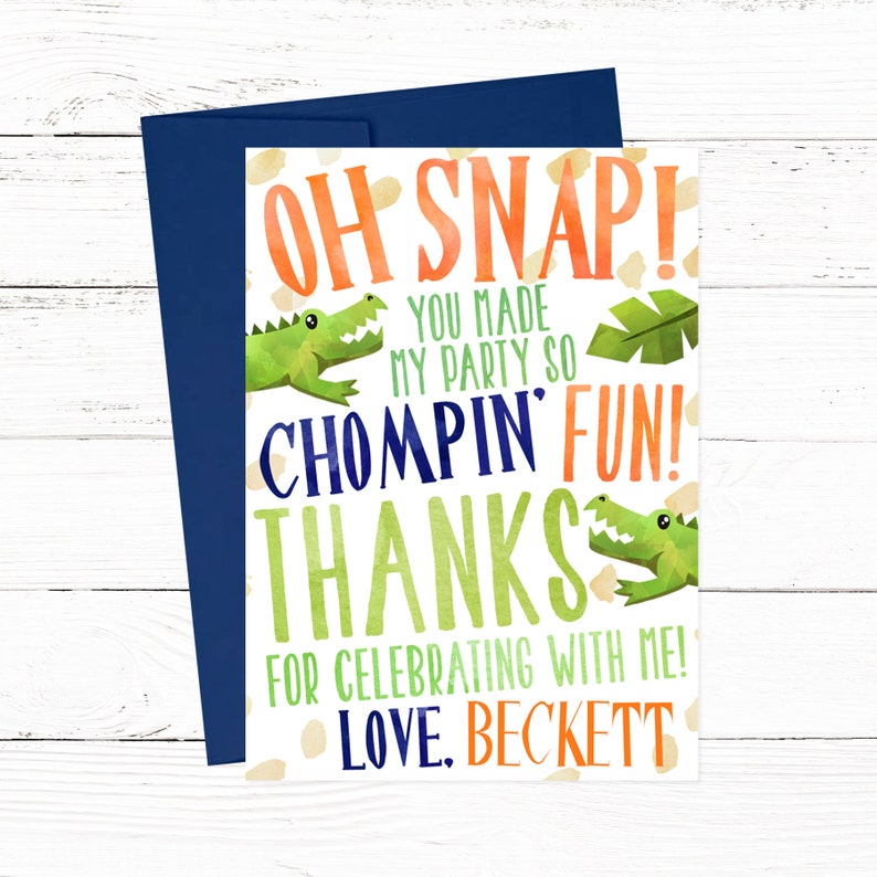 Alligator Thank You Note Cards | Alligator Birthday Party Stationery - Etsy