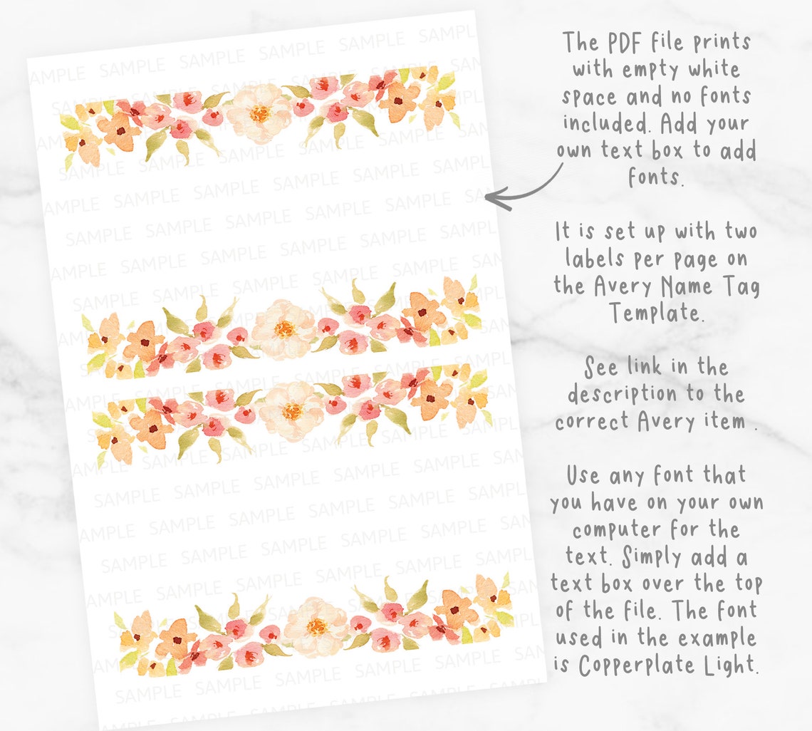 Floral Name Tags Printable Garden Themed Personalized Name - Etsy