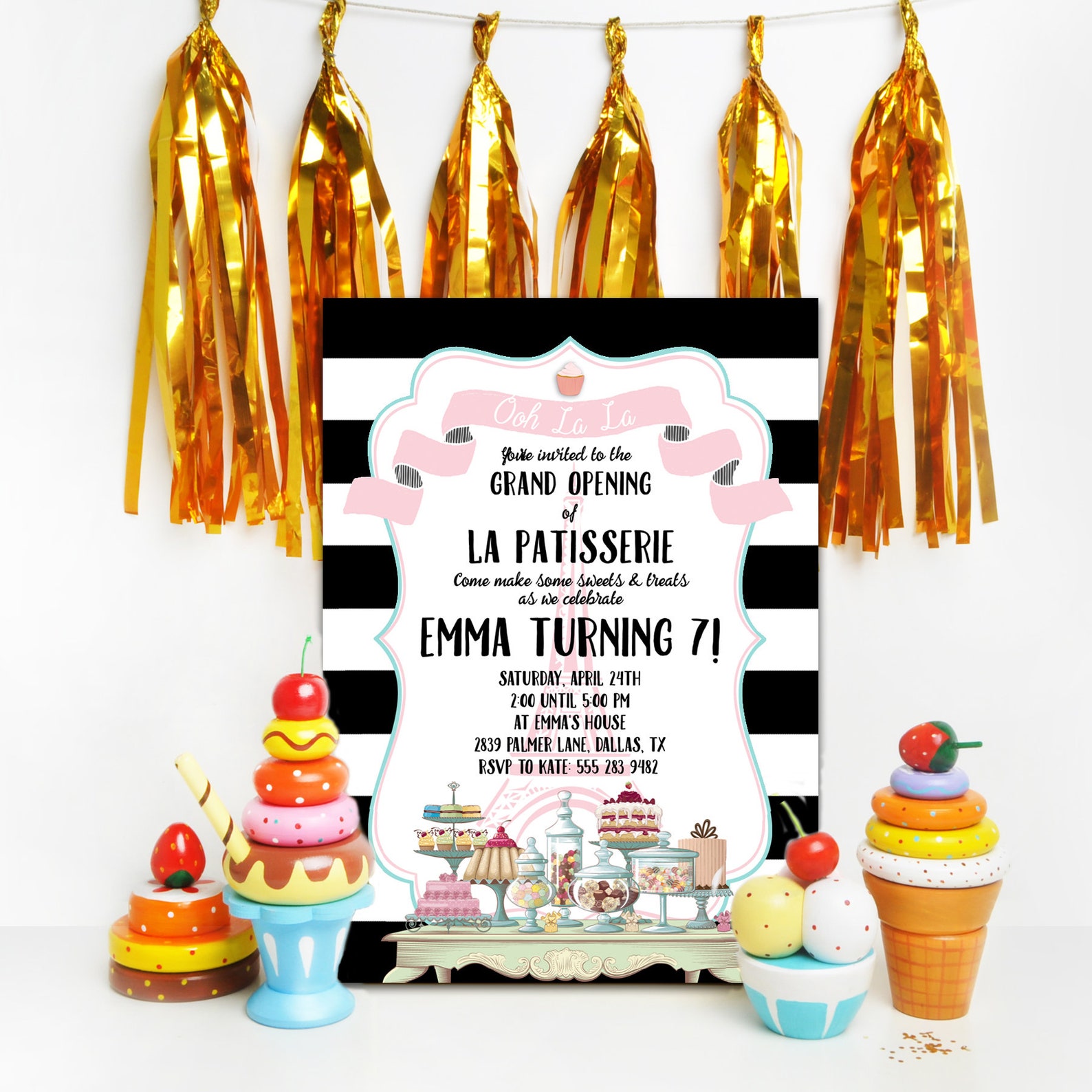 French Bakery Birthday Party Invitation - Baking Birthday Party ...
