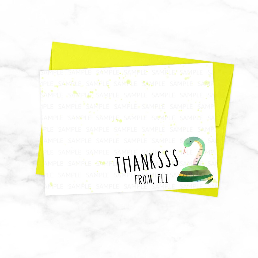 Snake Thank You Cards - Personalized Reptile Children's Stationery - Etsy