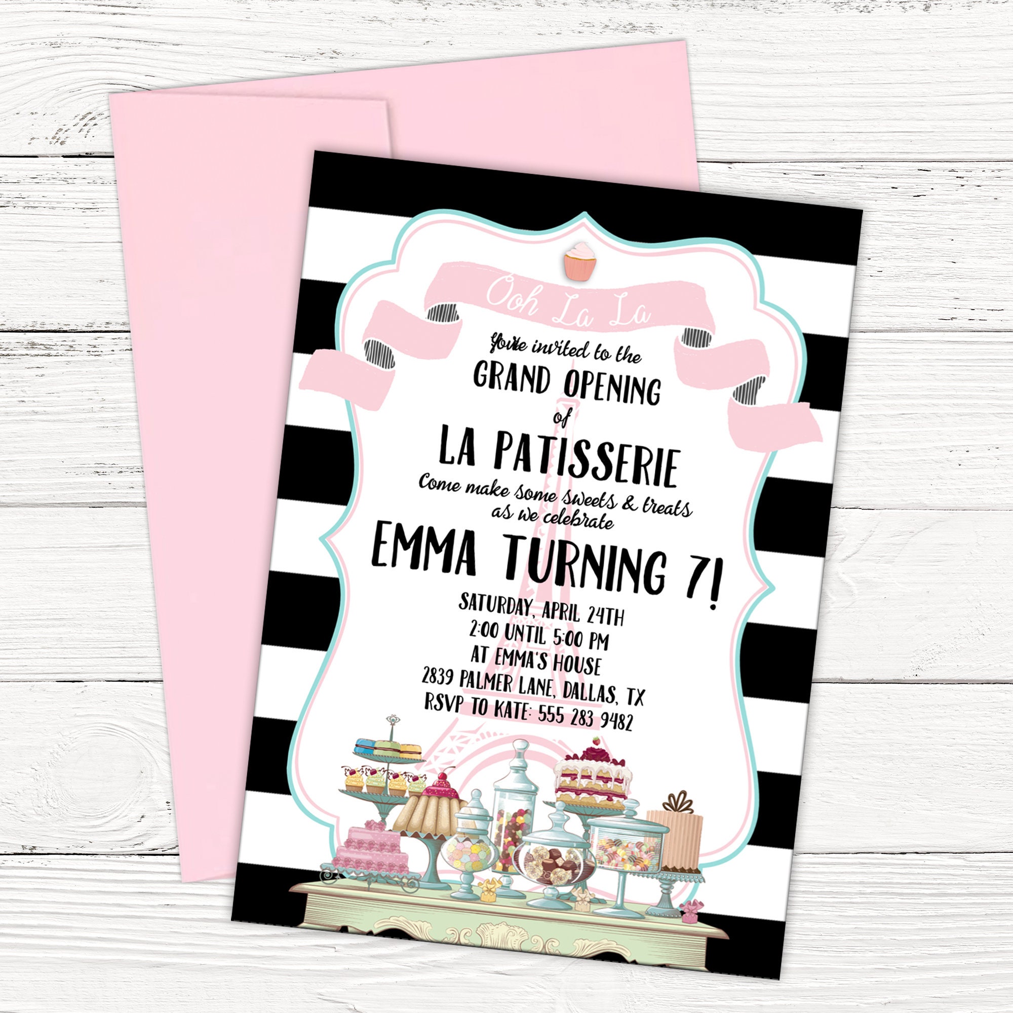 French Bakery Birthday Party Invitation - Baking Birthday Party ...