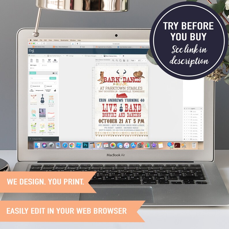 Barn Dance Party Invitation Country Western Hoedown Party - Etsy